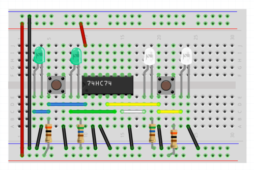 Using a 74HC74 Integrated Circuit – Nick Momrik